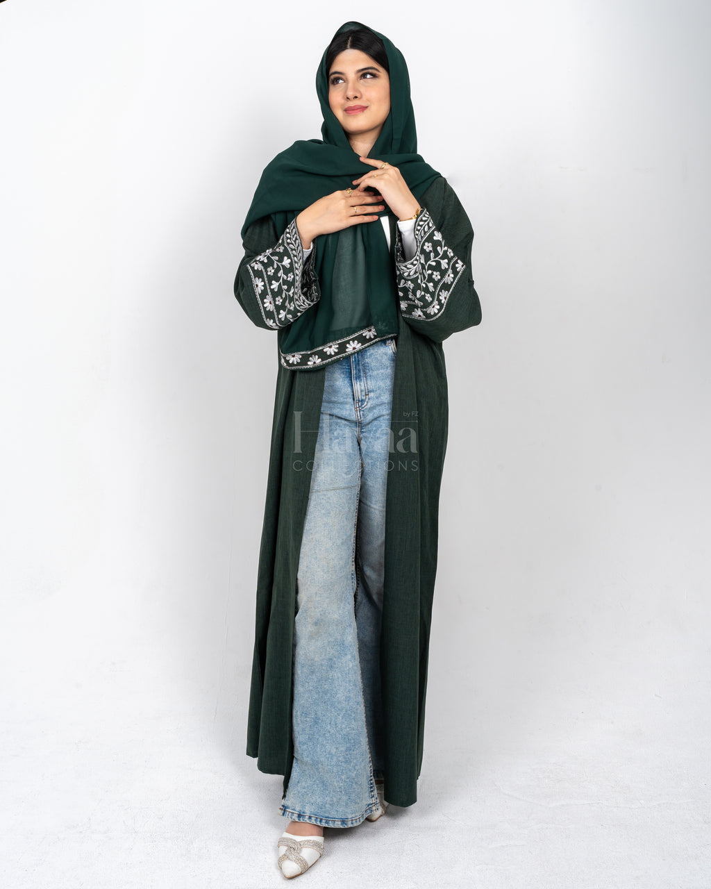 Lana Emerald Green Embroidered Abaya
